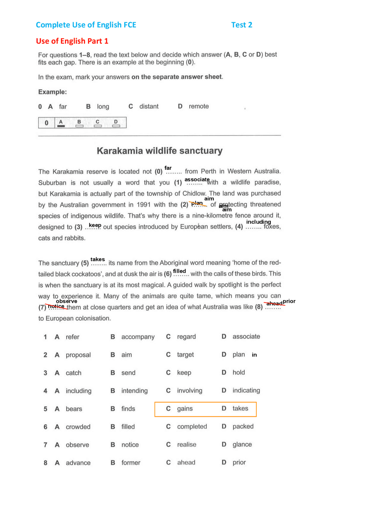 Prueba de Cambridge FCE - Docsity