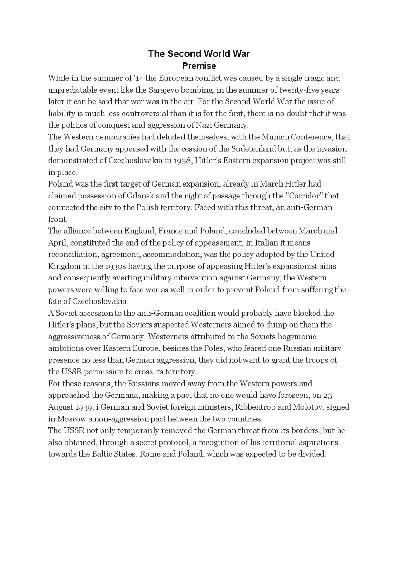 The Second World War - Docsity