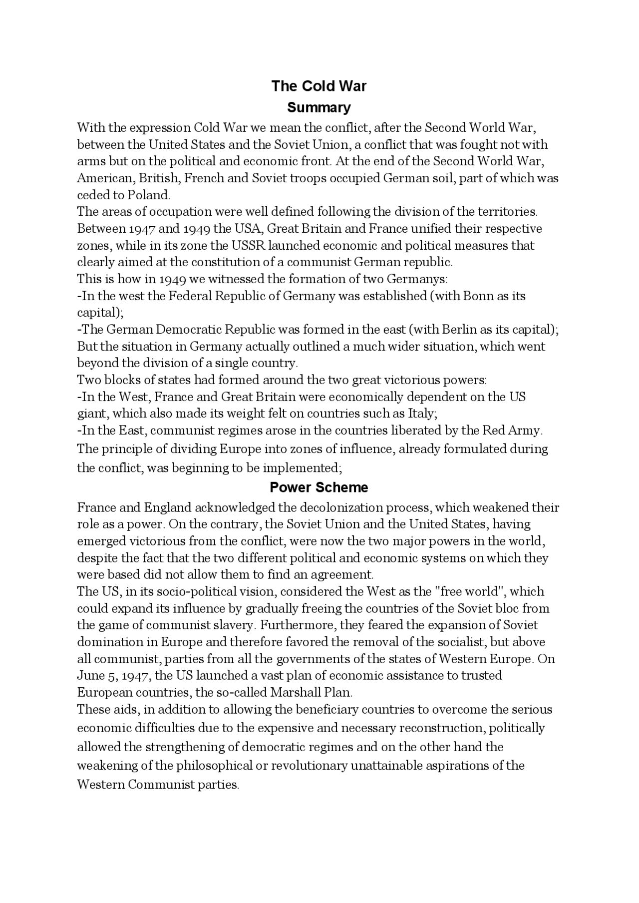 The Cold War (7 Pages) - Docsity