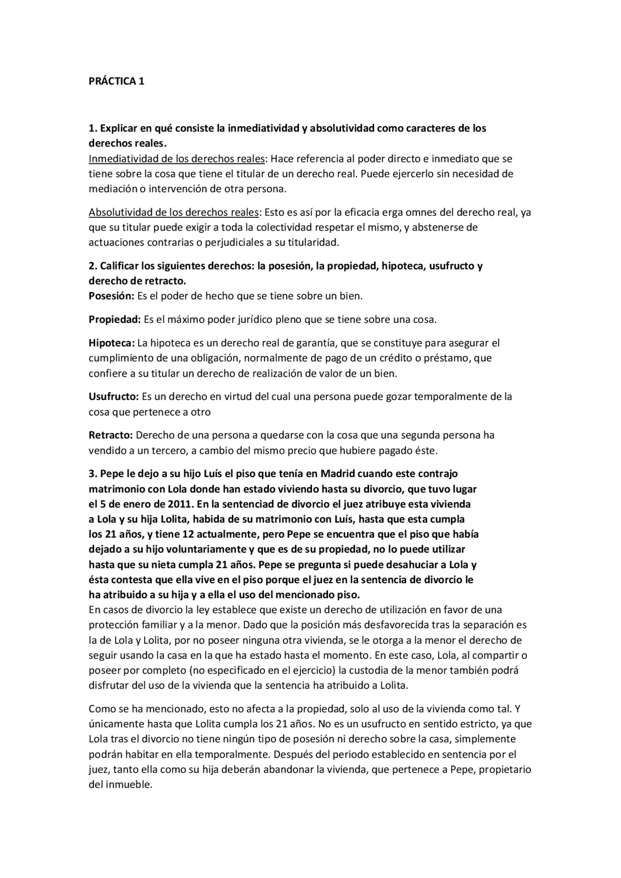 Ejercicios Derecho Civil Docsity
