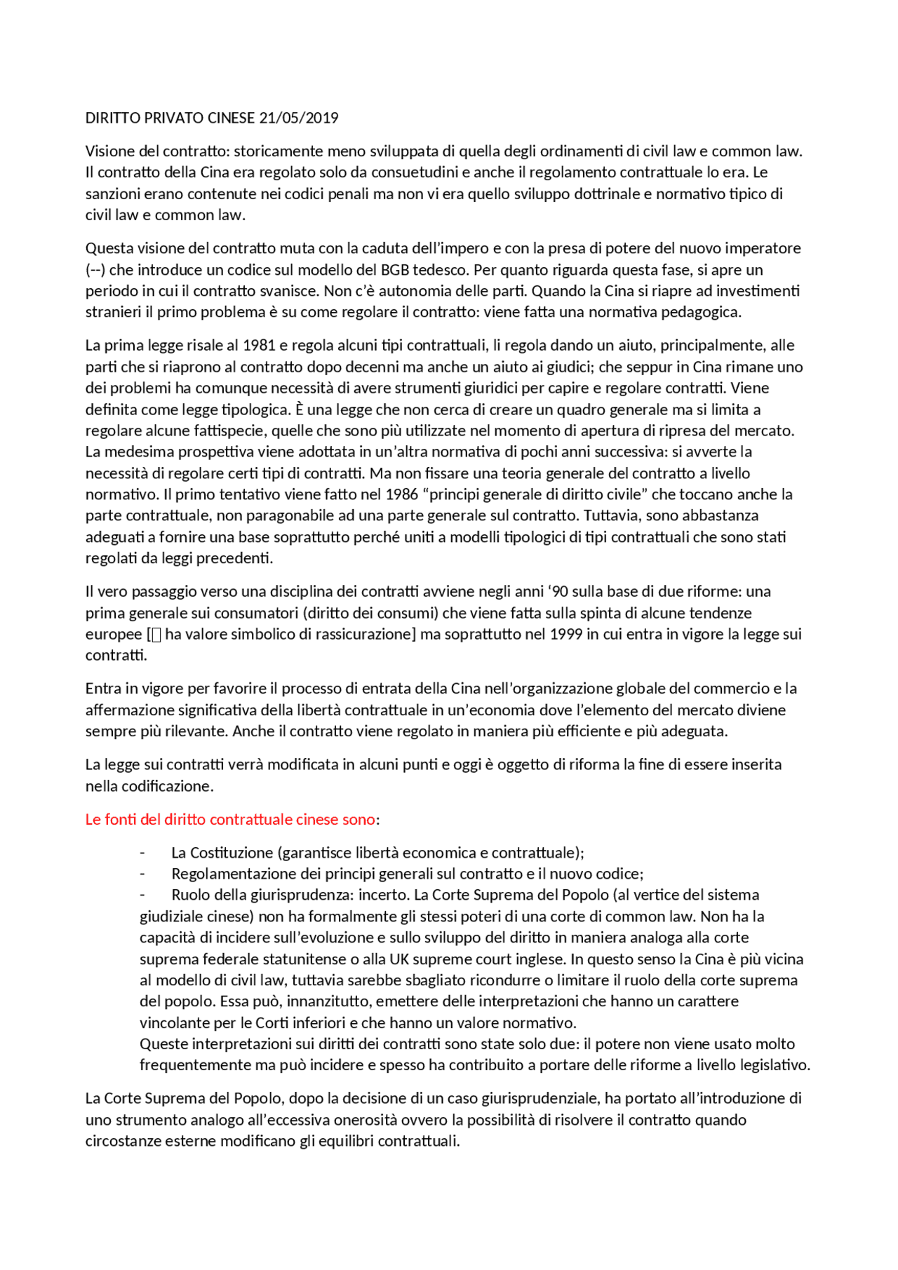 Il diritto privato cinese - Docsity