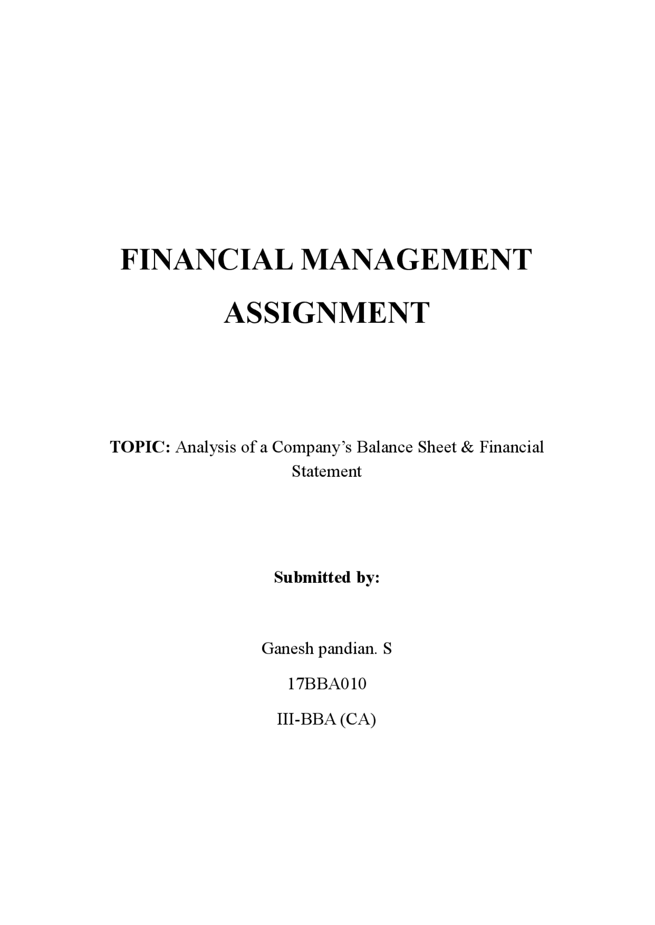 Analysis Of A Company s Balance Sheet Financial Statement Docsity Analysis Of A Company s Balance Sheet Financial Statement Docsity