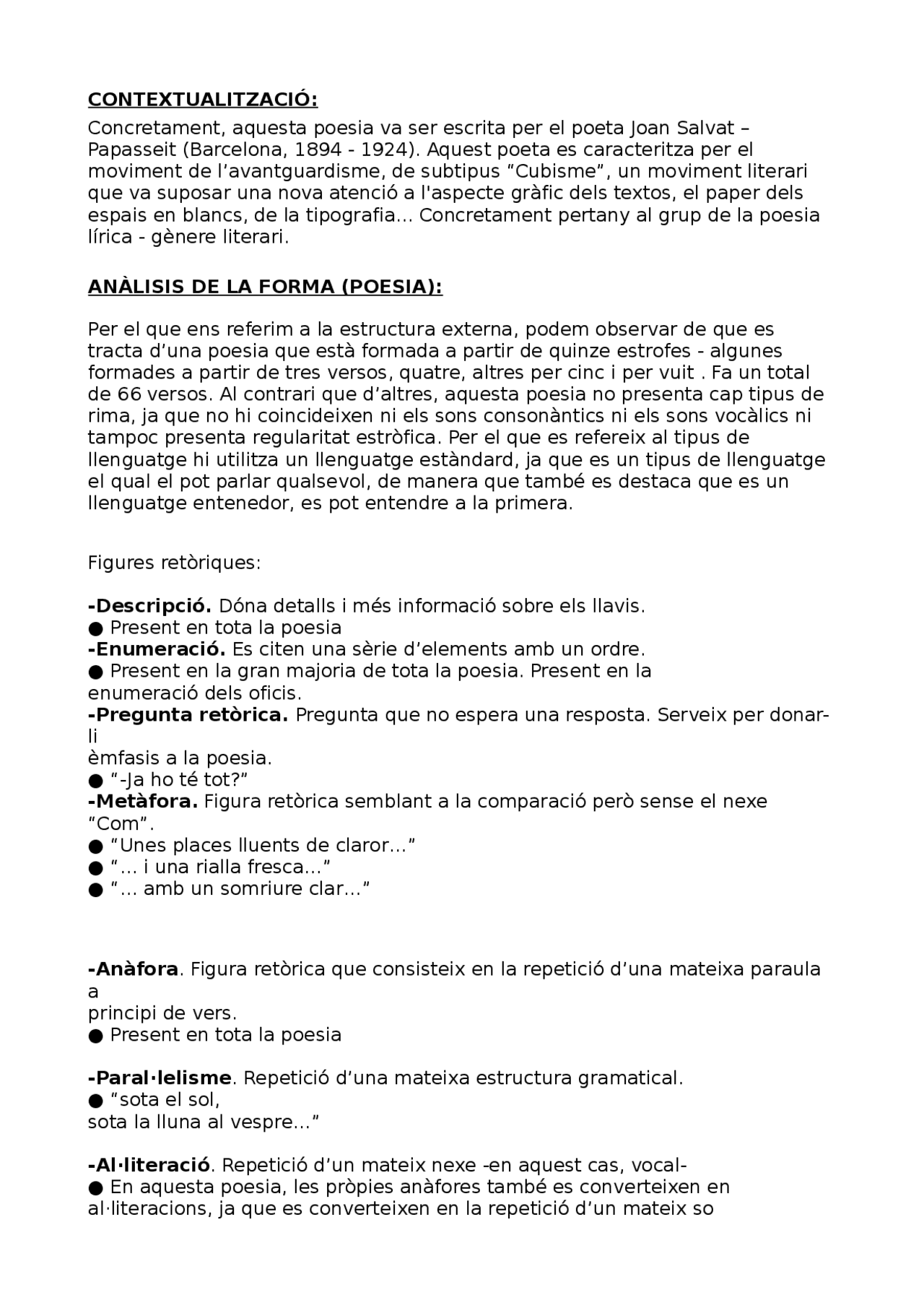 Comentario de texto Catalán poema de MAC | Esquemas y mapas ...