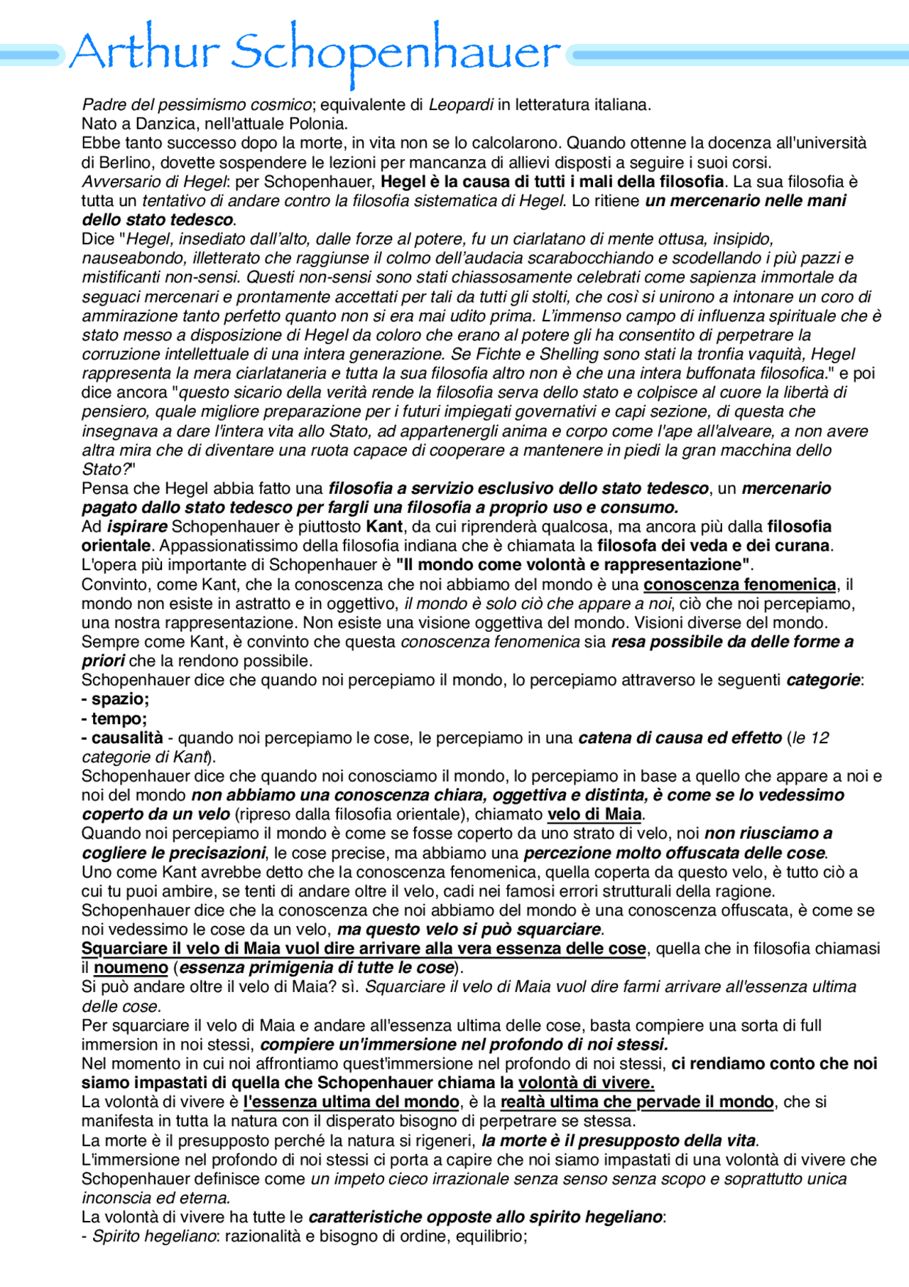 Schopenhauer E Kierkegaard Appunti Di Filosofia Docsity