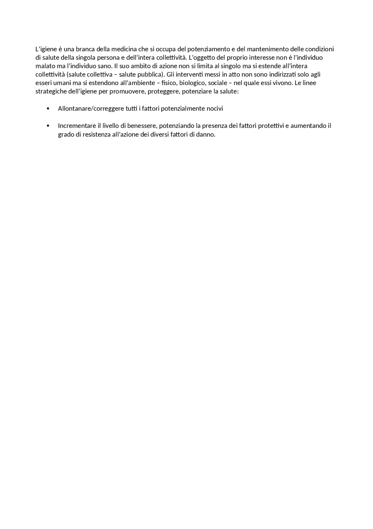 Definizione Di Igiene Docsity