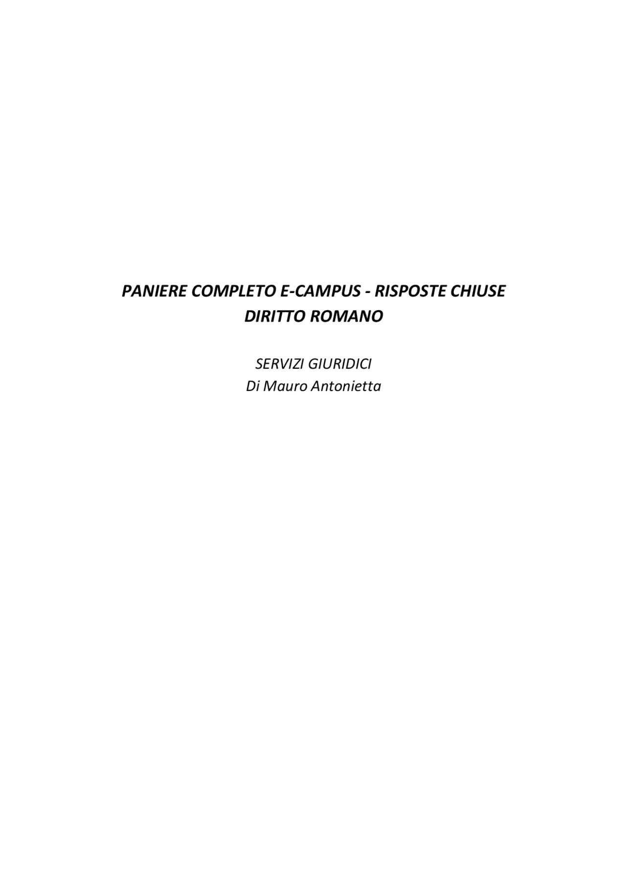 Risposte Chiuse Multiple Di Diritto Romano Di Mauro Antonietta Ecampus