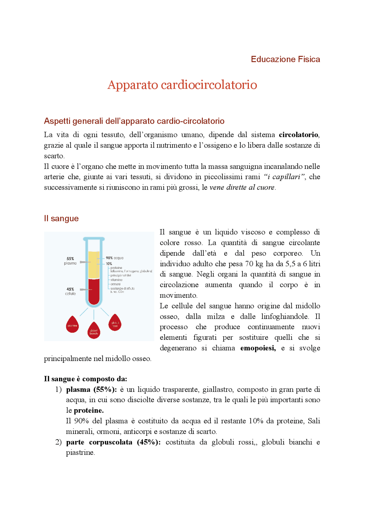 Apparato Cardiocircolatorio Docsity