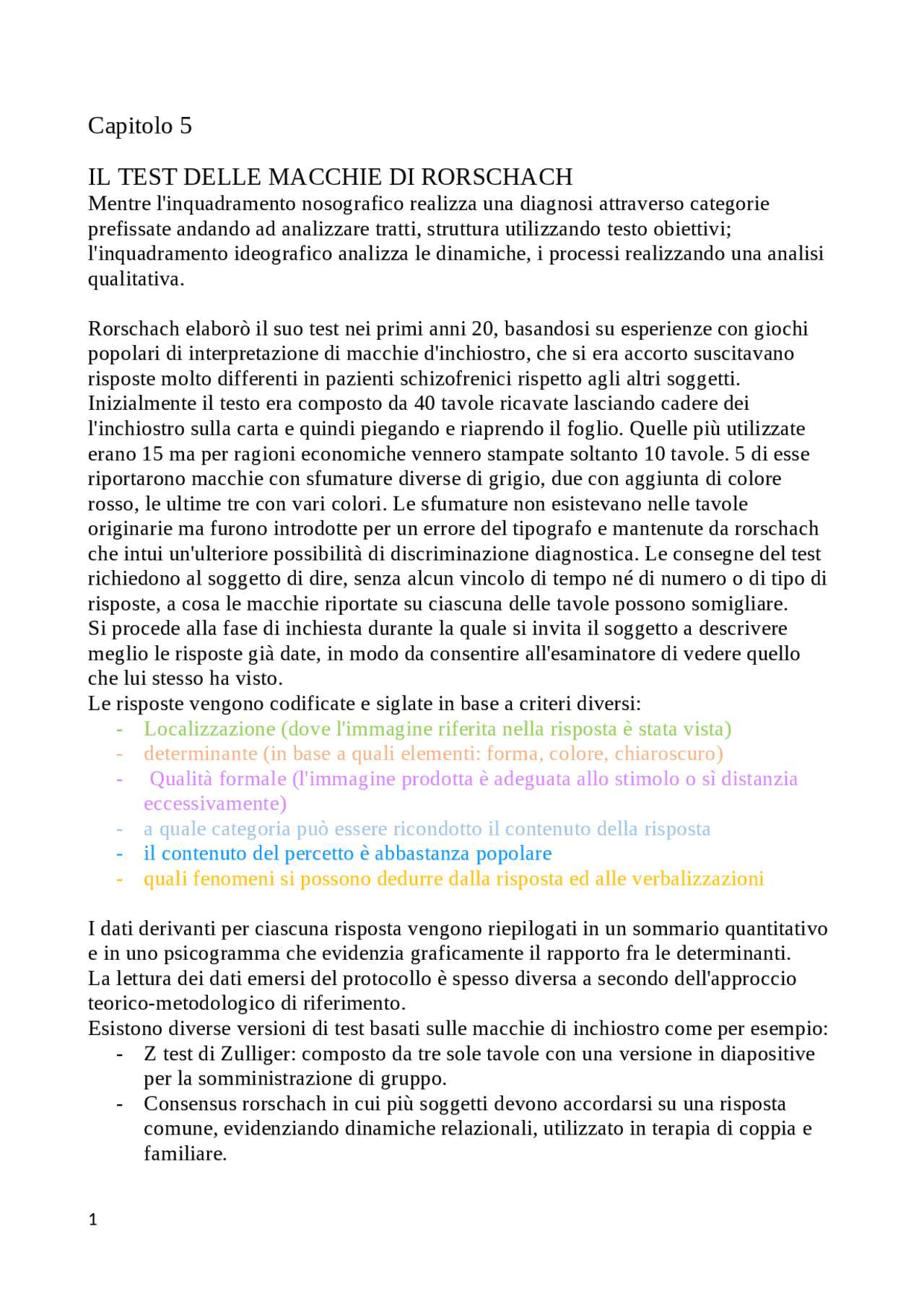 Test Di Personalità E Scale Di Misurazione Docsity