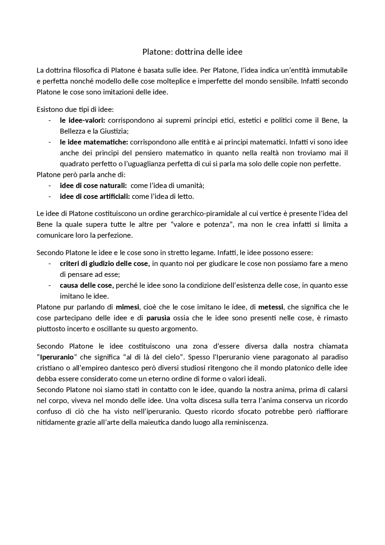 Platone Riassunto Formato Word Docsity