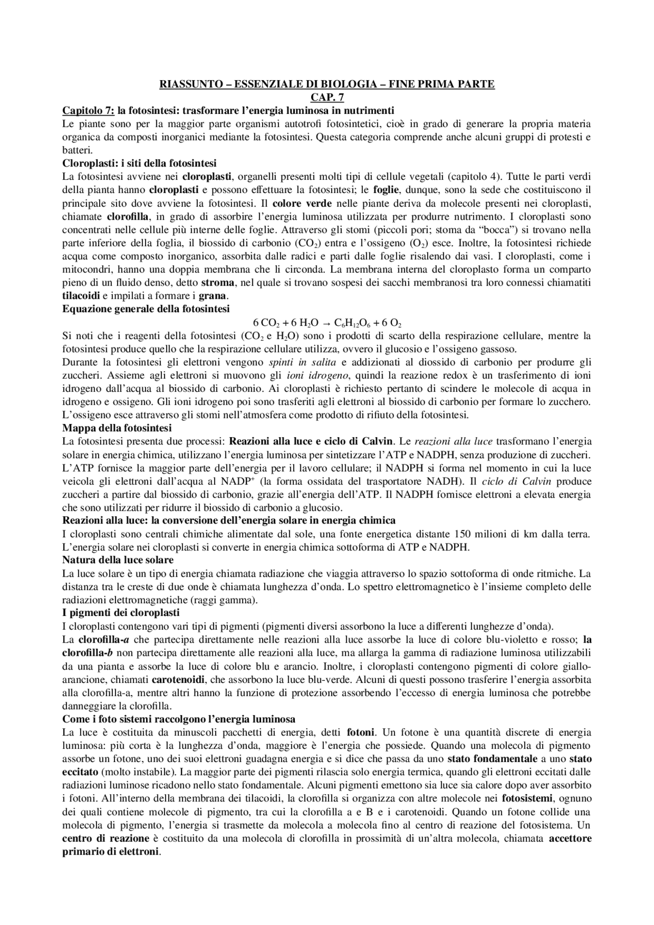 Essenziale Riassunto Cap7 Docsity
