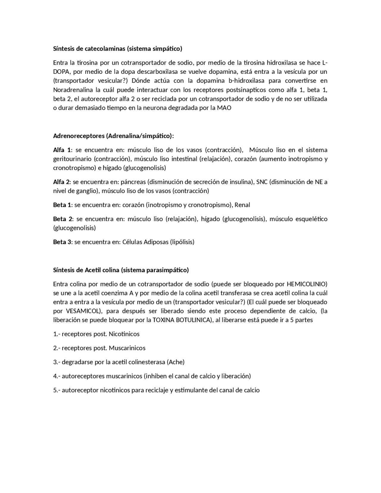 Farmacología De Sistema Nervioso Autónomo Docsity
