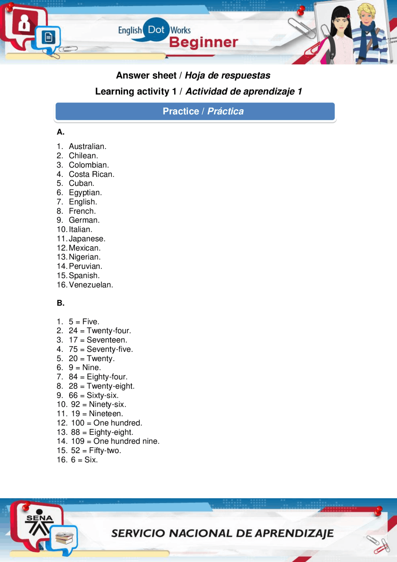 Actividad Ingles Sena Docsity