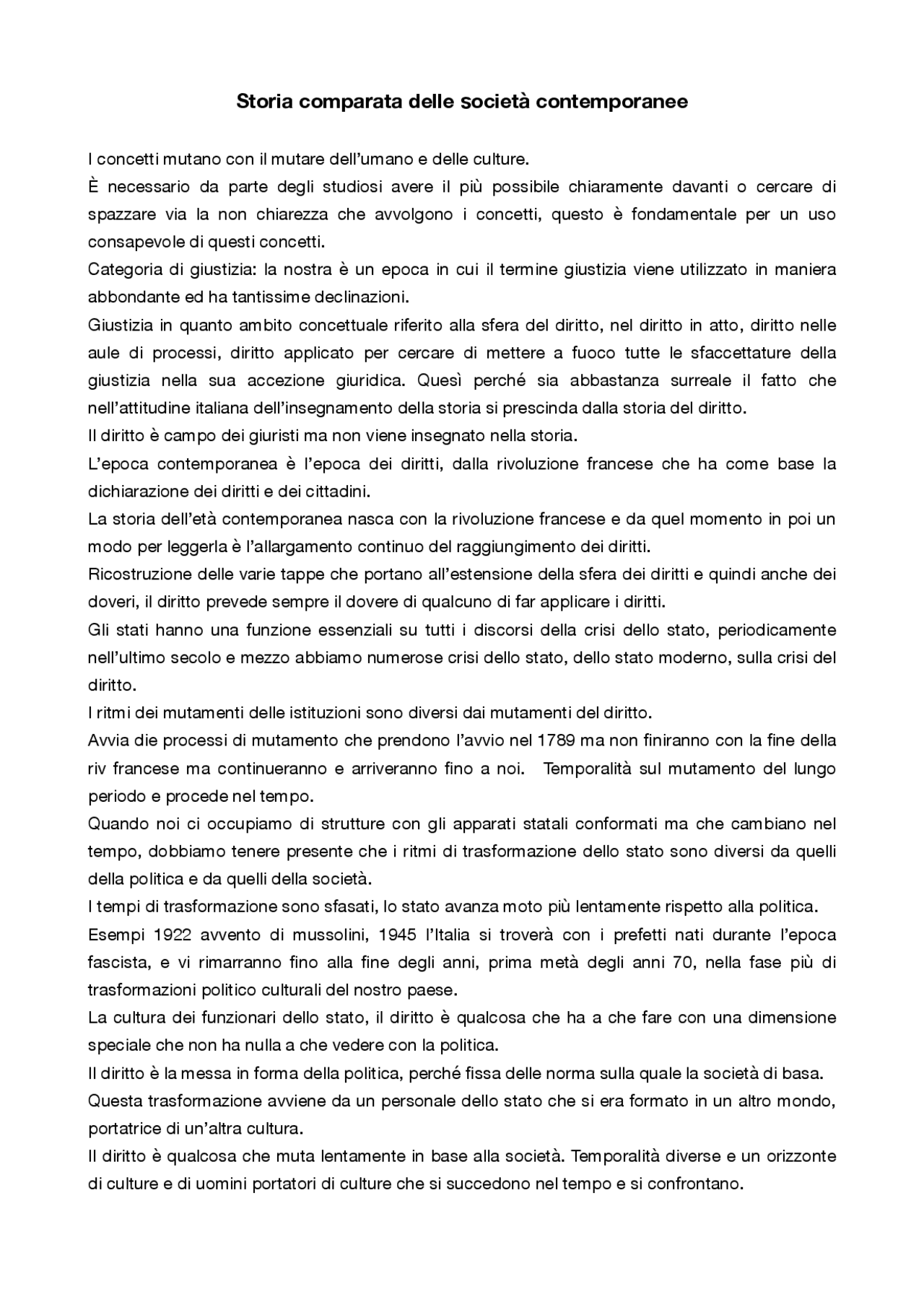 Appunti Di Storia Comparata Delle Società Contemporanee Docsity