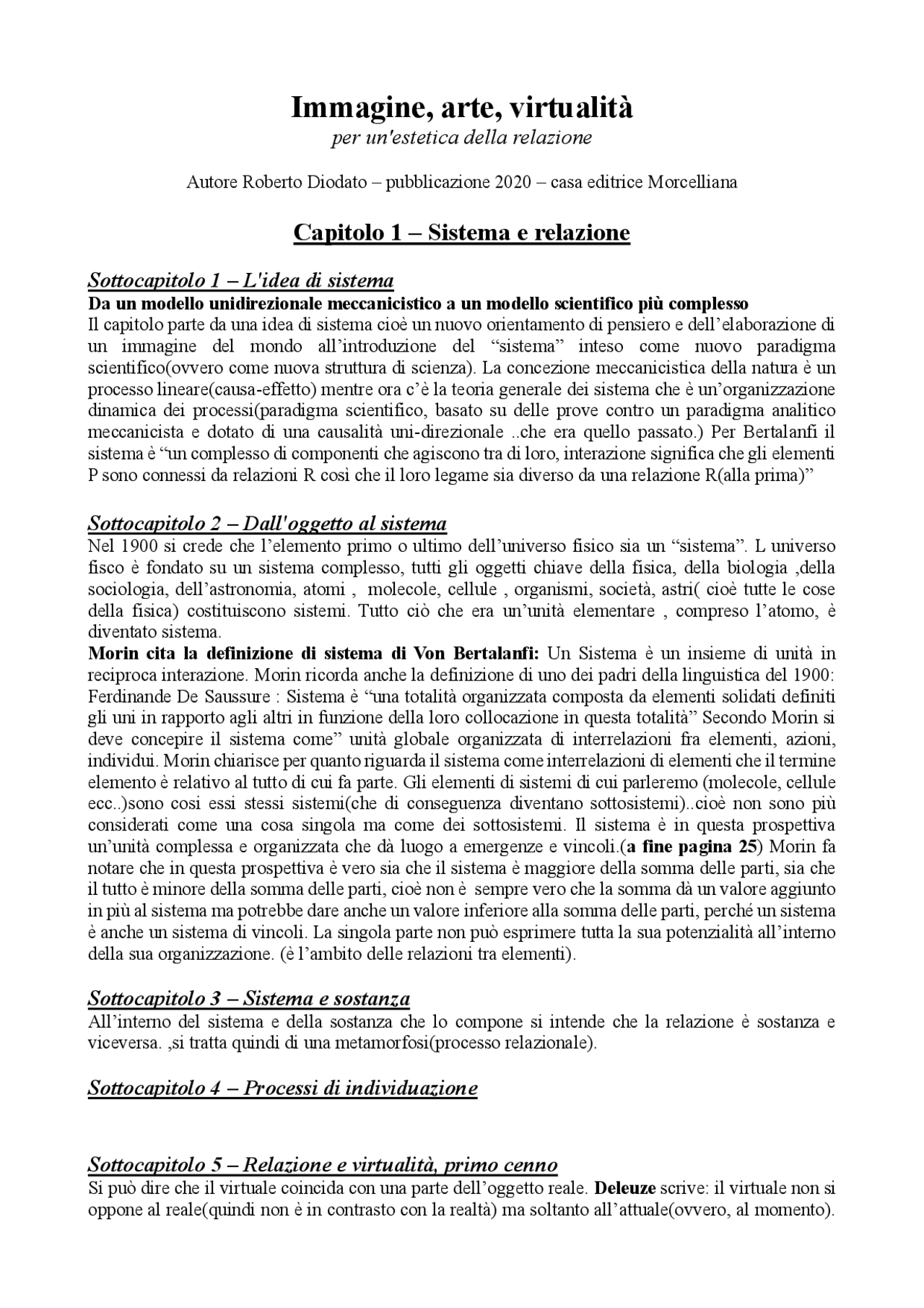 Riassunto Completo Di Questo Libro Di Roberto Diodato Docsity