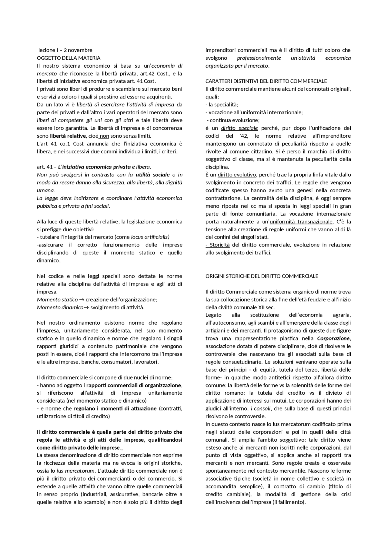 Diritto Commerciale Modulo 1 Docsity