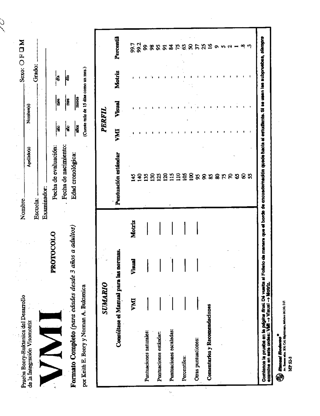 Prueba beery - Buktenica del desarrollo de la integración visomotriz ...