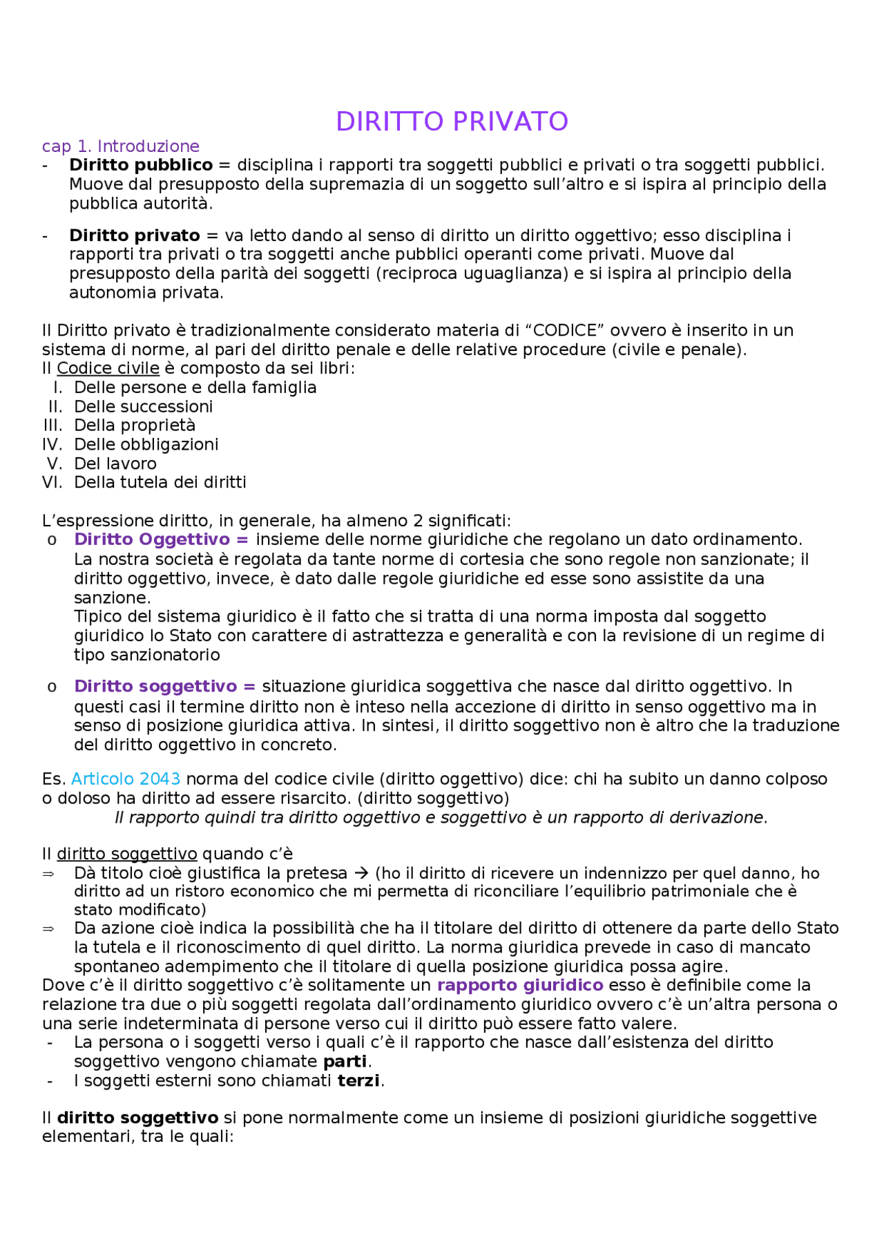 SCHEMI DIRITTO PRIVATO 2 | Schemi e mappe concettuali di Diritto ...