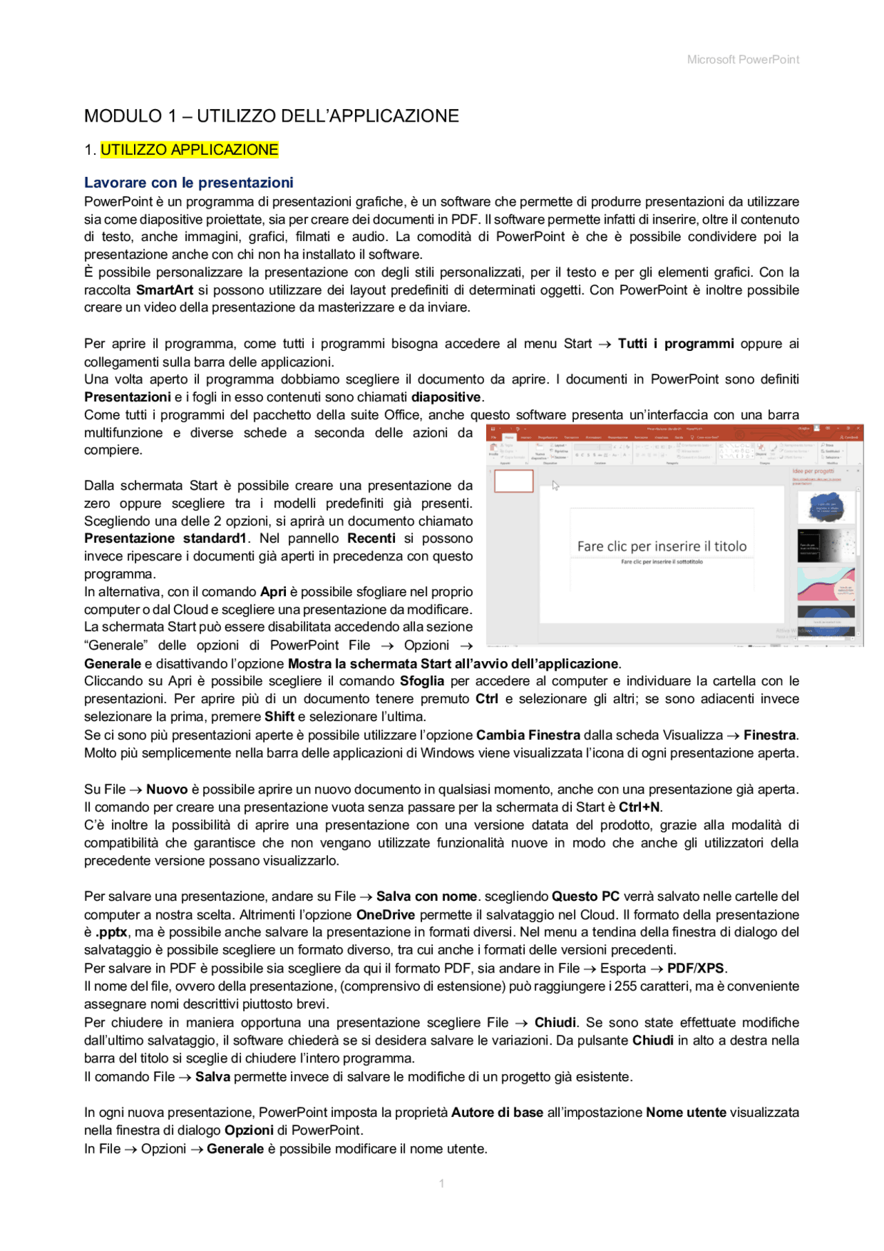 Appunti di Microsoft PowerPoint | Appunti di Informatica - Docsity