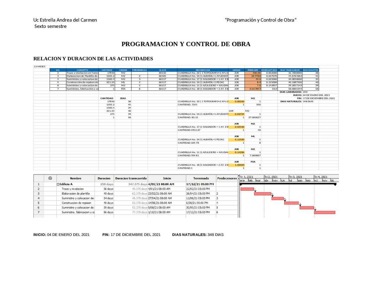 PROGRAMACION DE UNA OBRA - Docsity