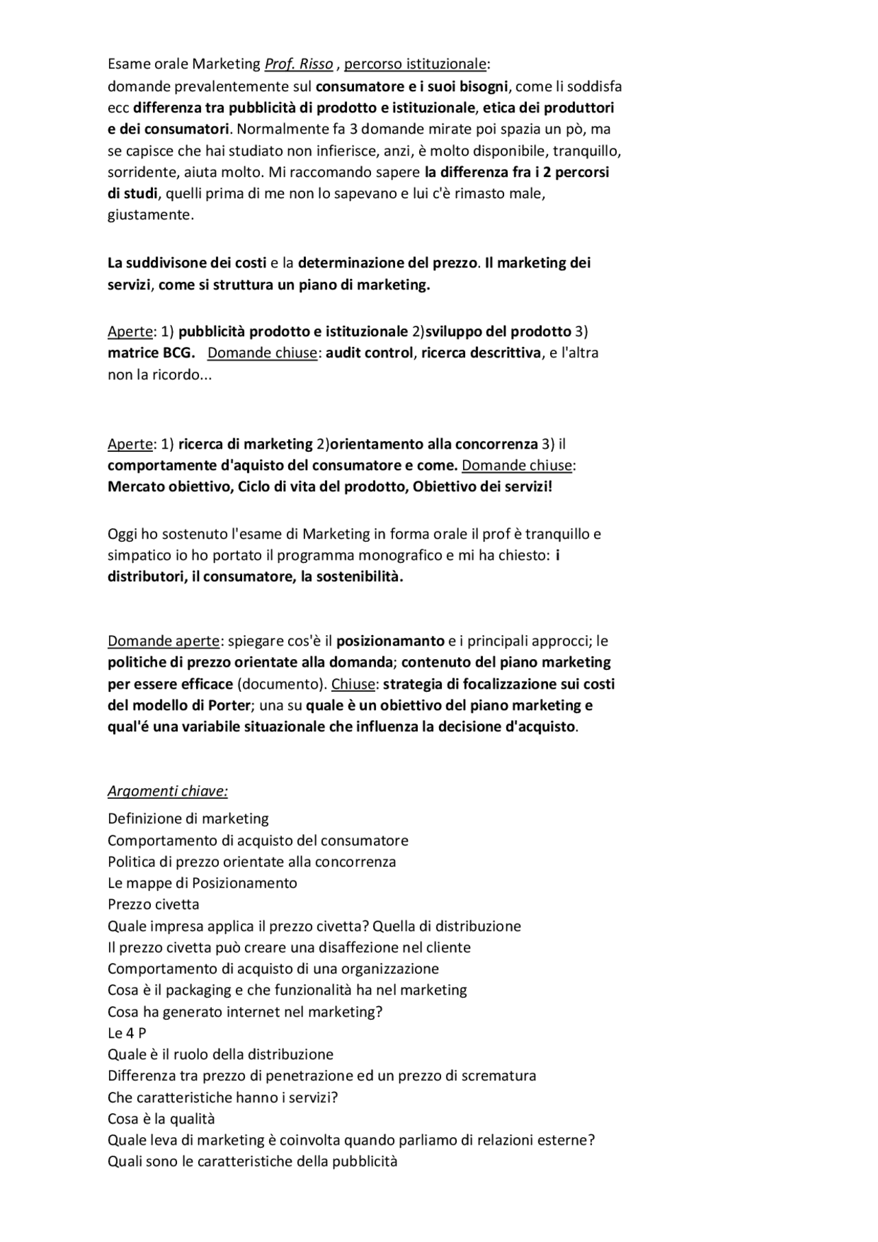 Appunti Marketing Cusano Docsity