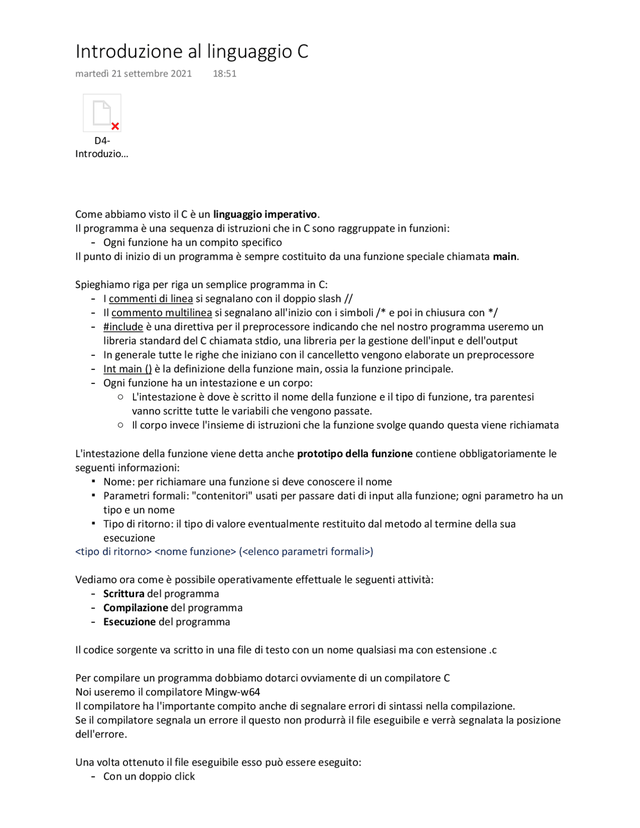 Linguaggio C Fondamenti Di Informatica Docsity