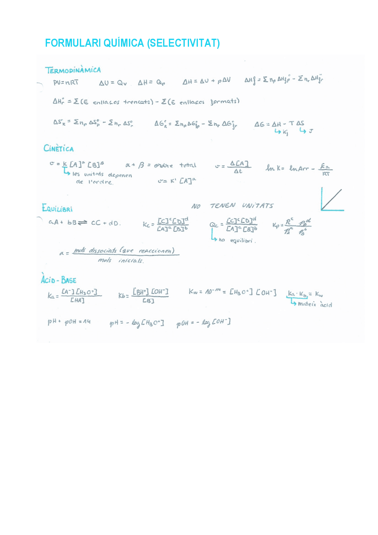 Formulari QuÍmica Selectivitat Docsity