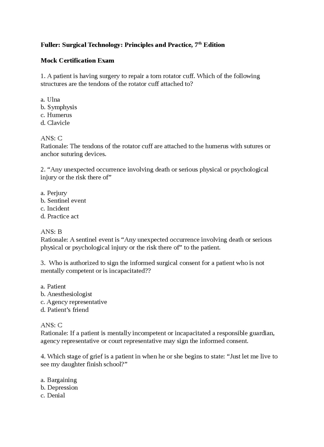 NURSING ASN 240 Fuller: Surgical Technology: Principles and Practice ...