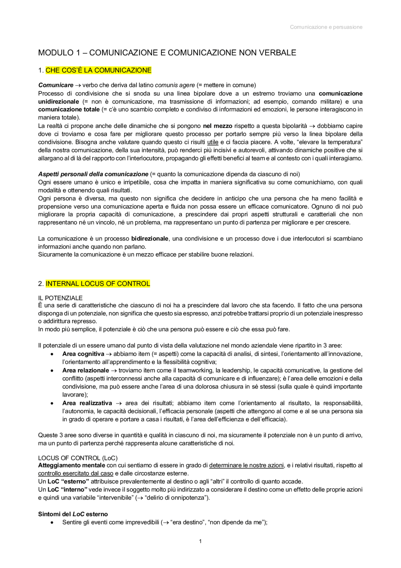 Appunti Di Comunicazione E Persuasione Docsity
