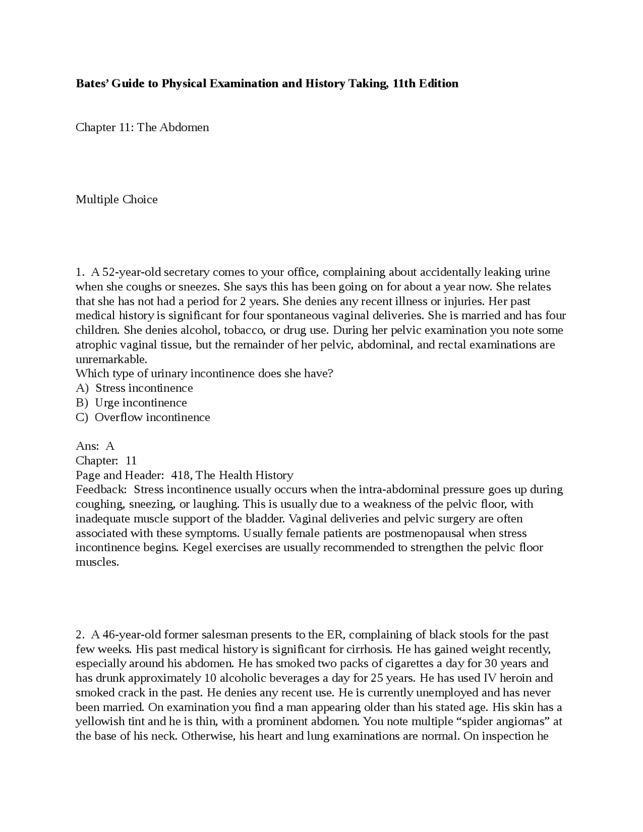 Chapter 11 The Abdomen Lates Docsity