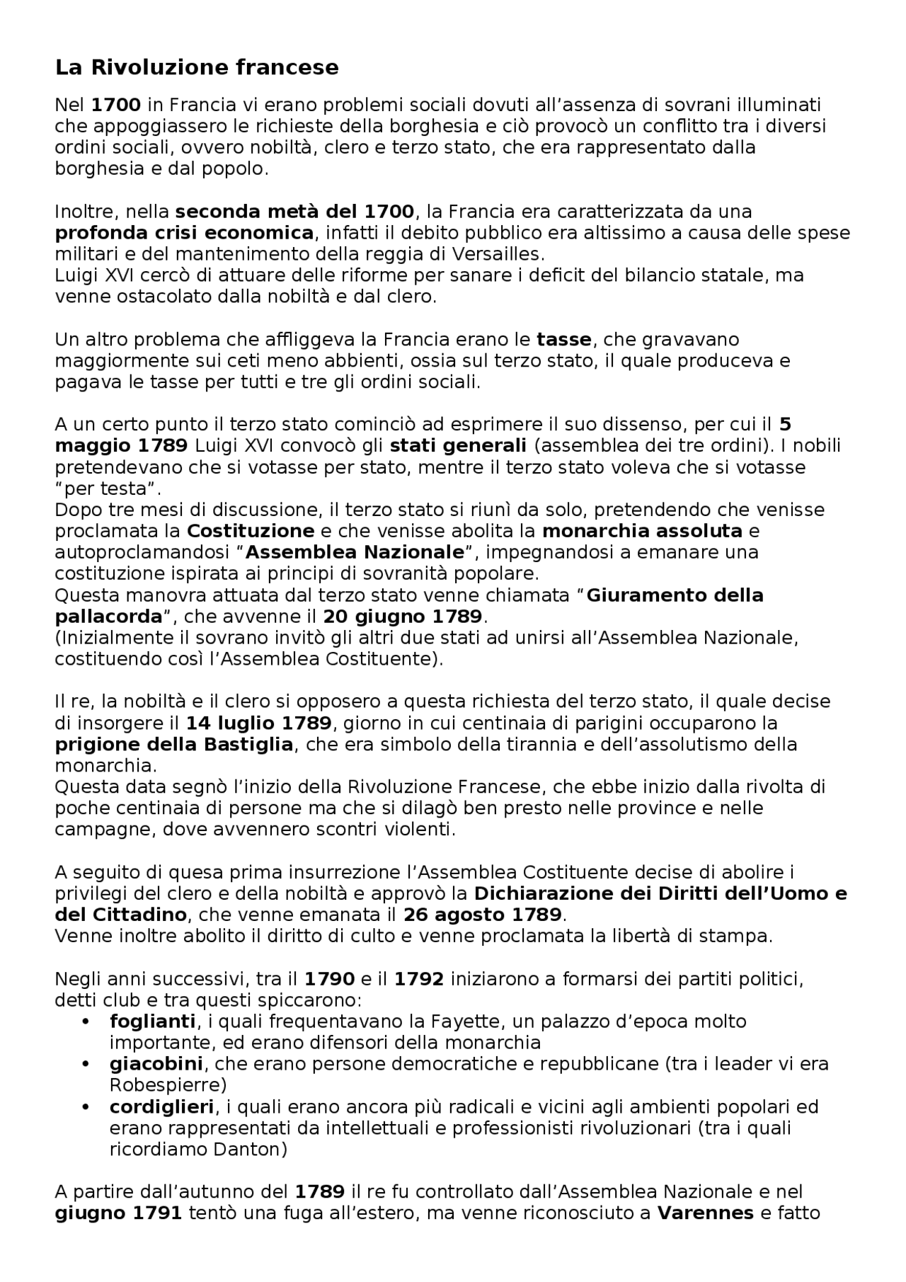 Rivoluzione Francese Docsity
