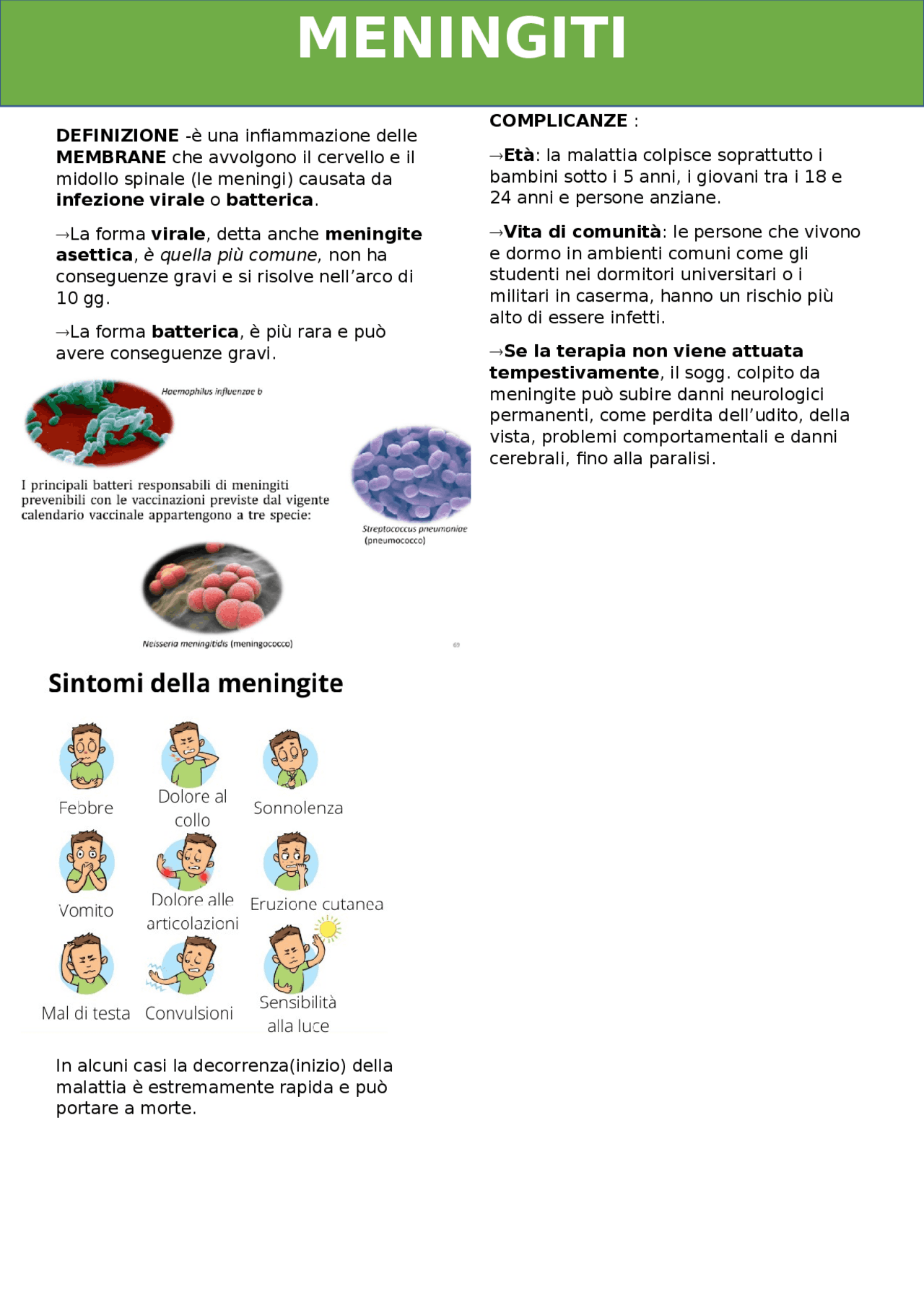 La meningite appunti word - Docsity