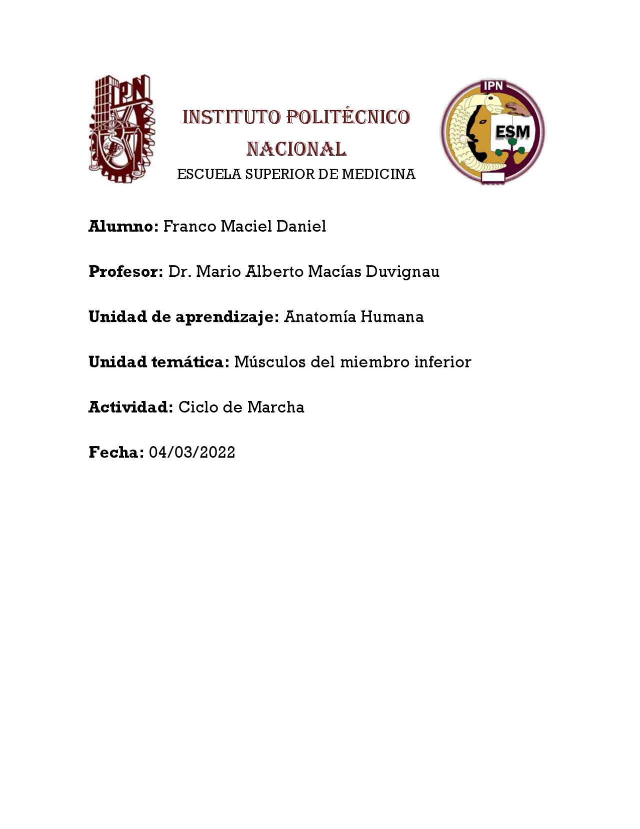 Fases Y Músculos Del Ciclo De La Marcha Docsity