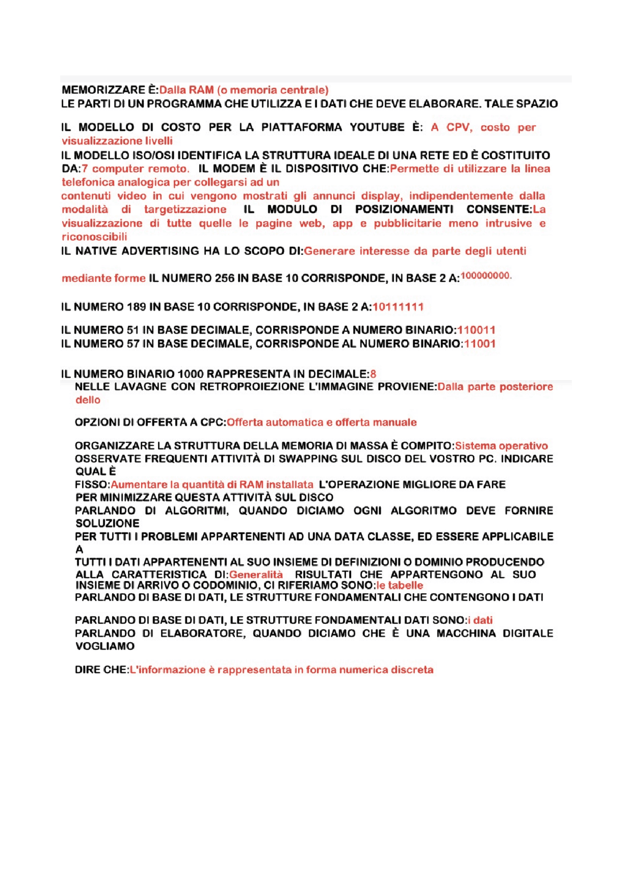 Esame Informatica Pegaso 2022 Appunti Di Elementi Di Informatica
