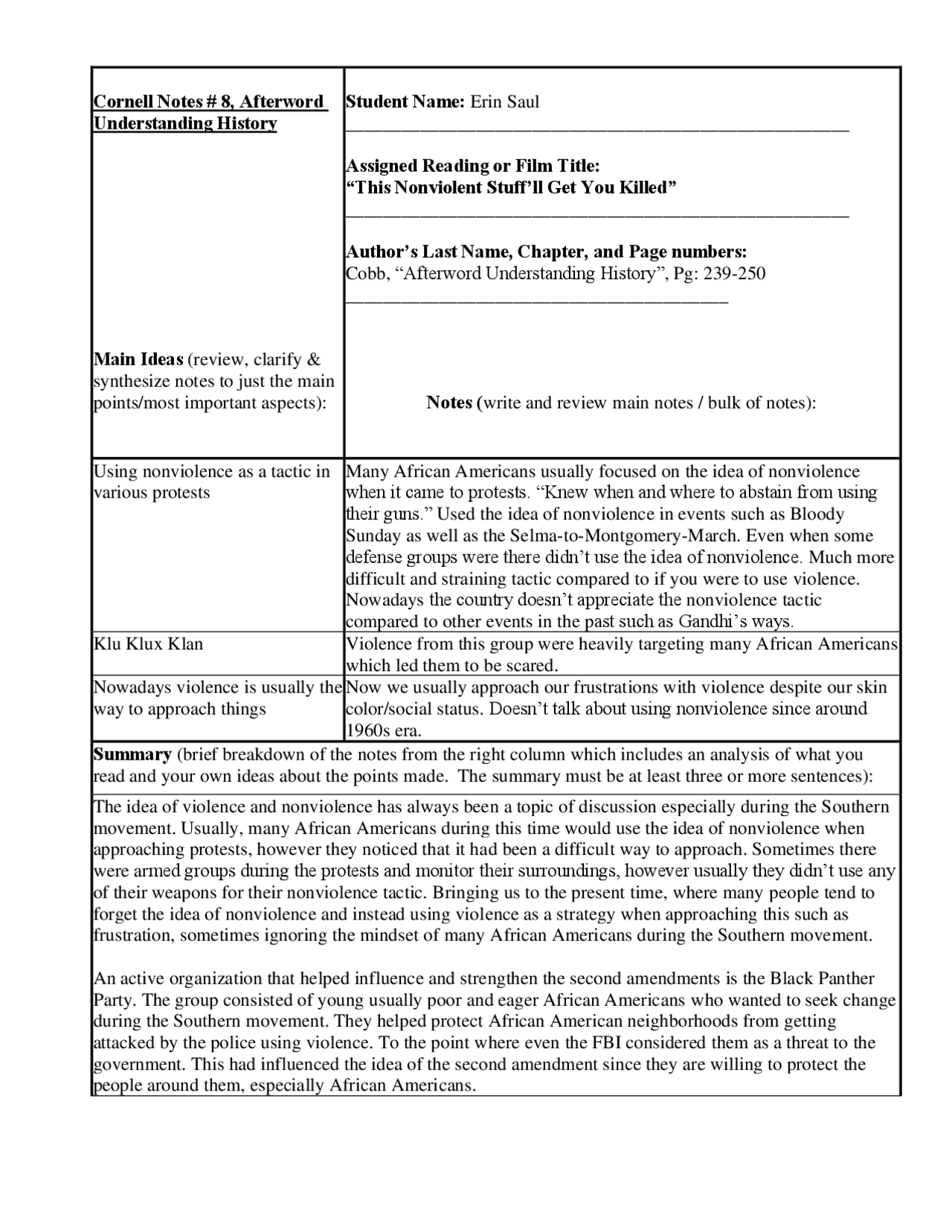 Pan African Studies Cobb - Docsity