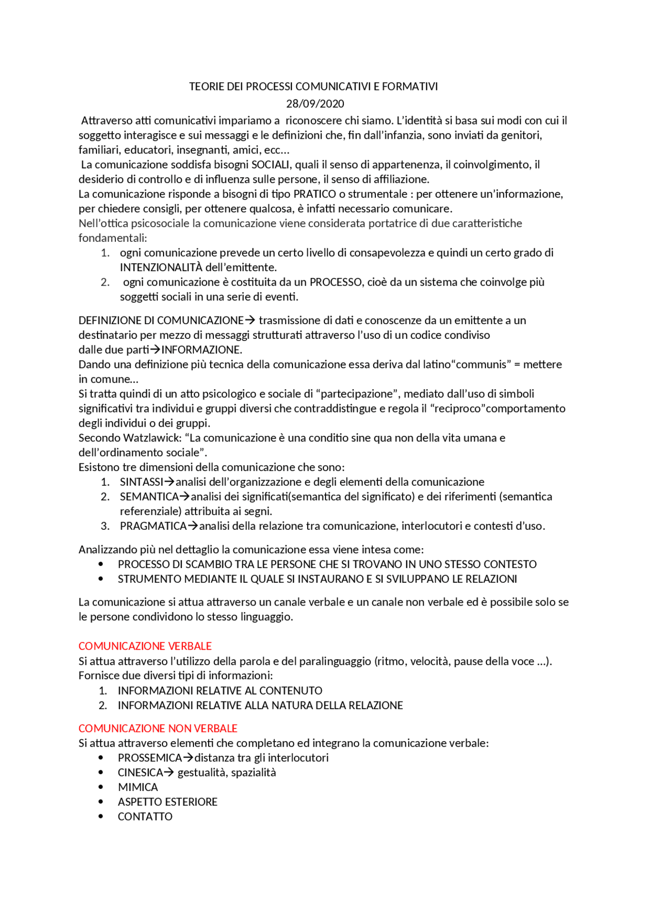 Appunti Teorie Dei Processi Comunicativi E Formativi 2020 2021 Docsity