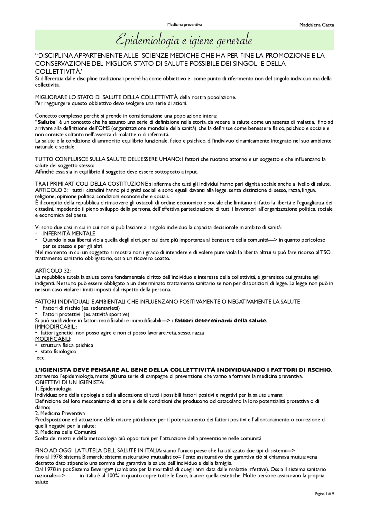 Appunti Di Epidemiologia Docsity