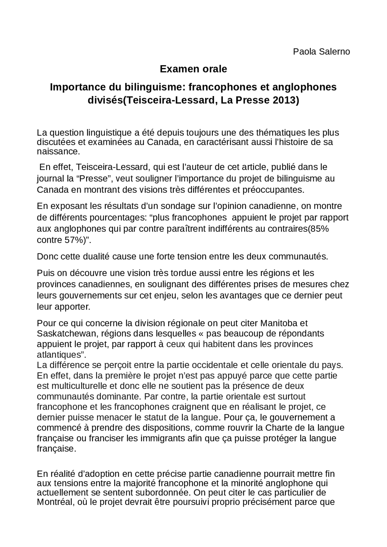 Esame Orale Francese Docsity