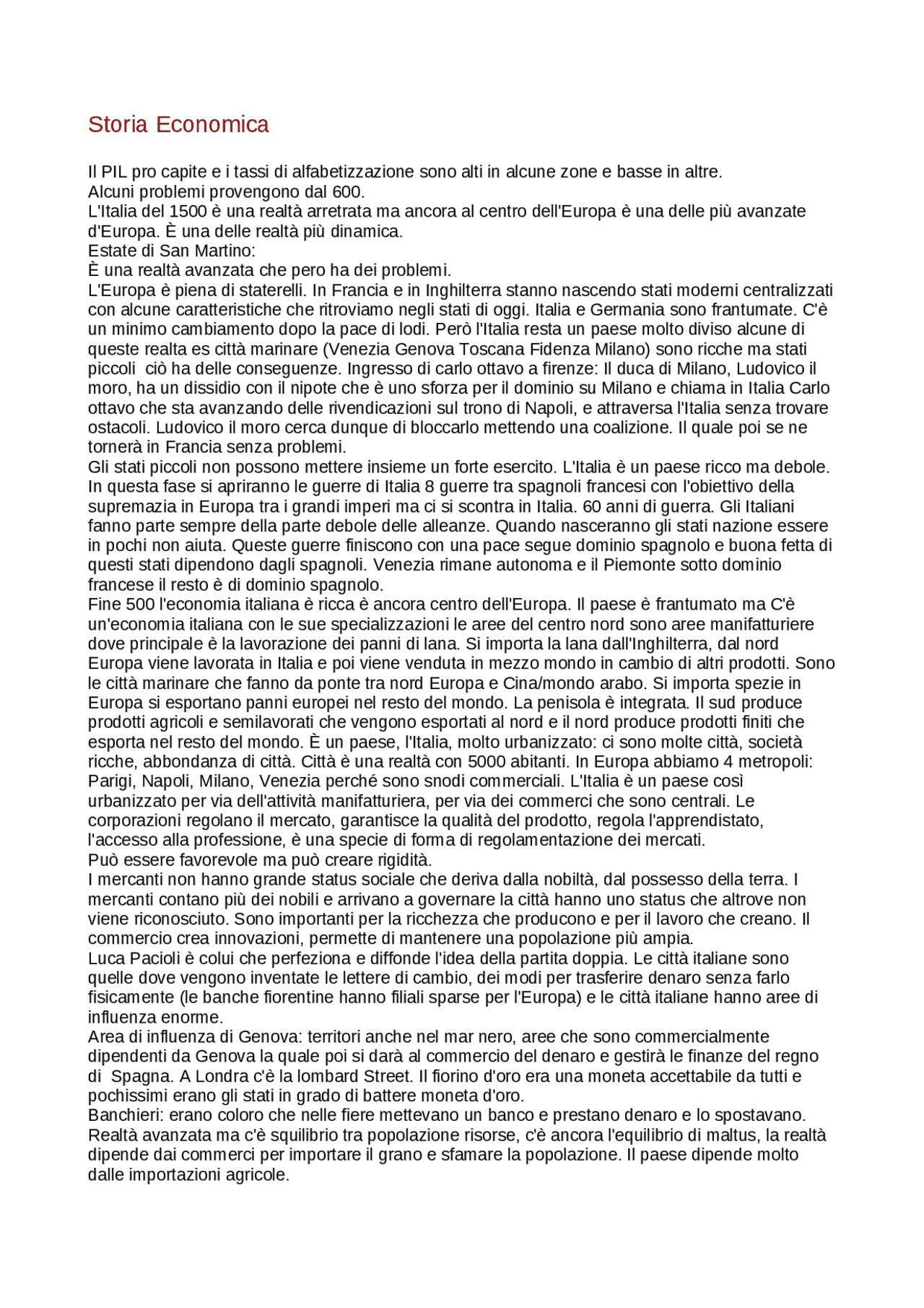 Appunti Di Storia Economica Docsity