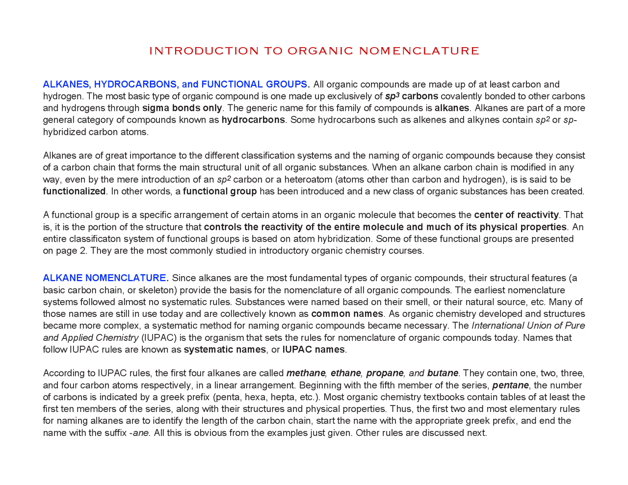 Organic Chemistry: Nomenclature and Functional Groups | Lab Reports ...