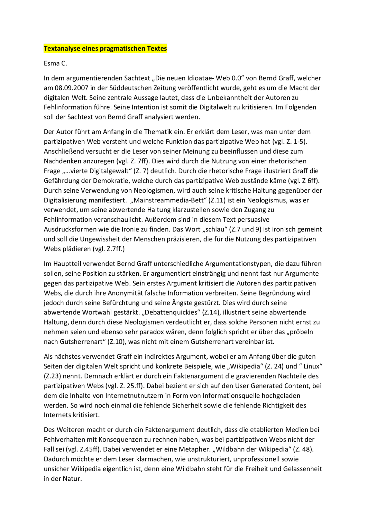 Textanalyse pragmatischer texte 2022 | Mitschriften Deutsch | Docsity