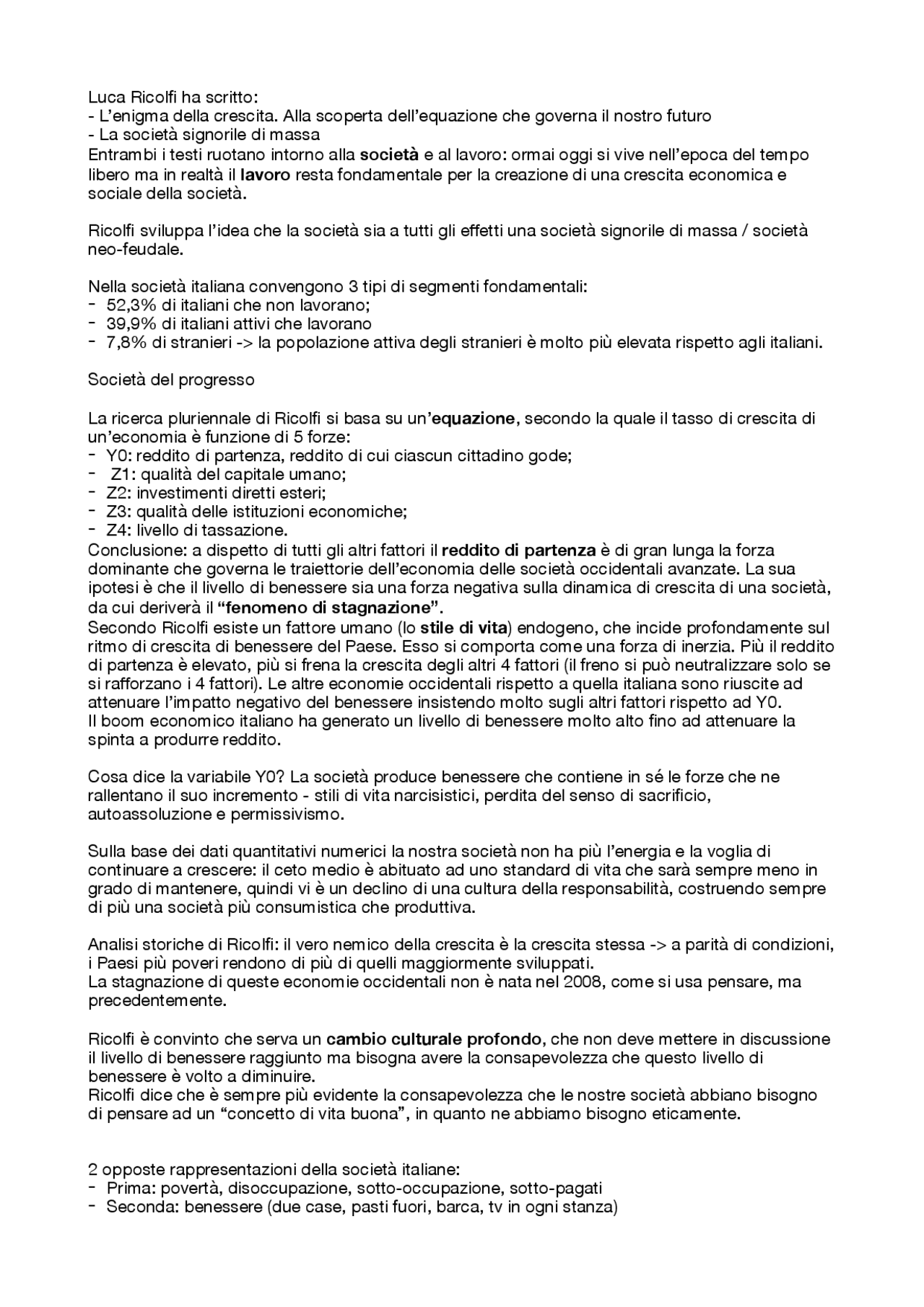 Appunti Su Luca Ricolfi Docsity