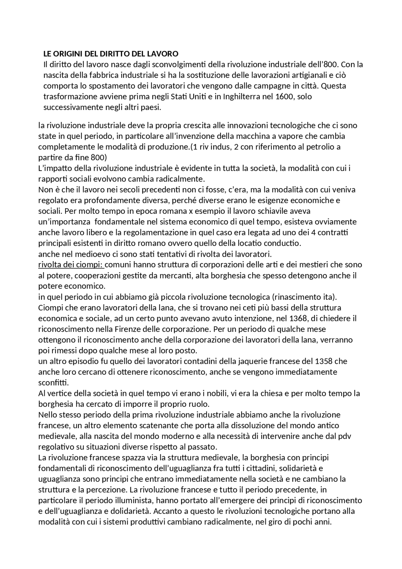 Prime Lezioni Diritto Del Lavoro Docsity