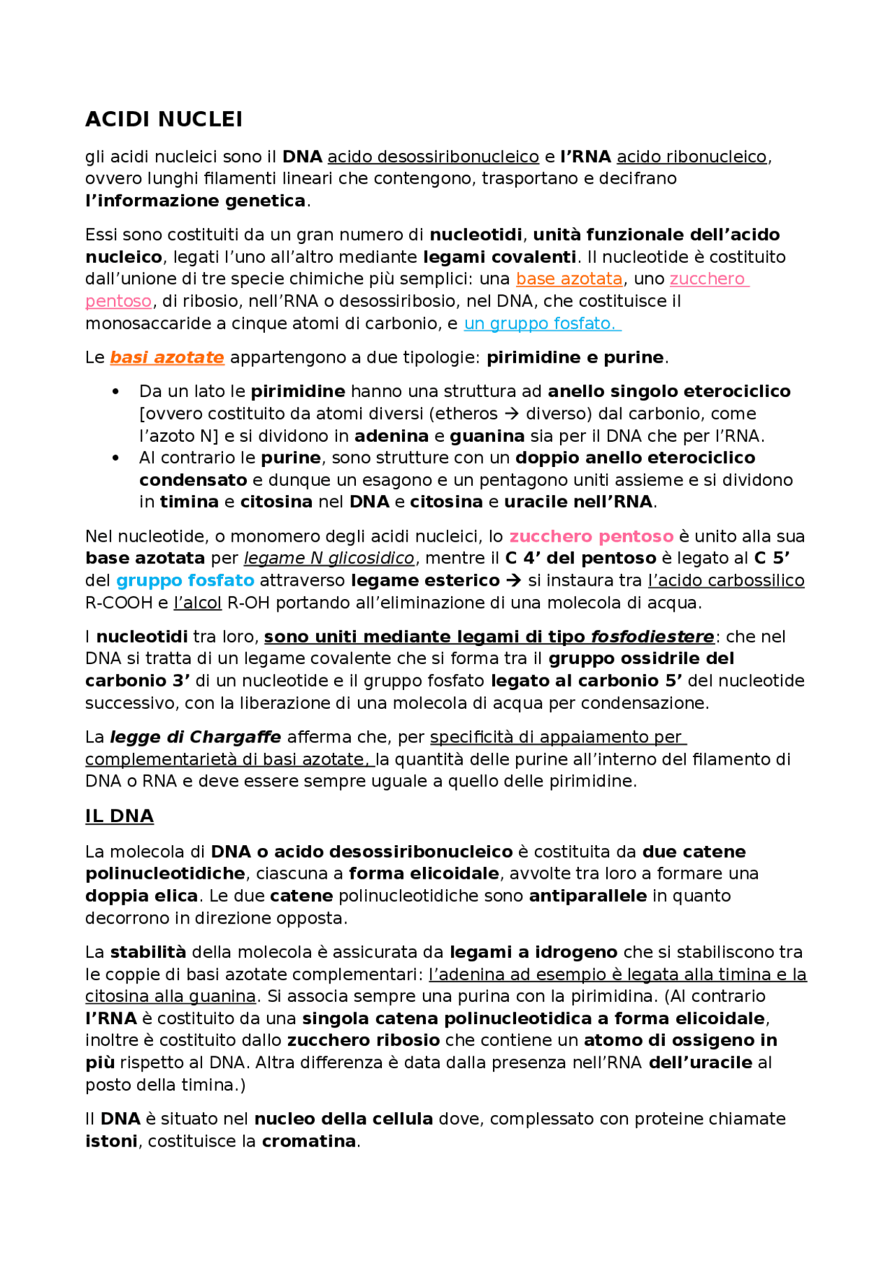 Acidi Nucleici Dna E Rna Docsity