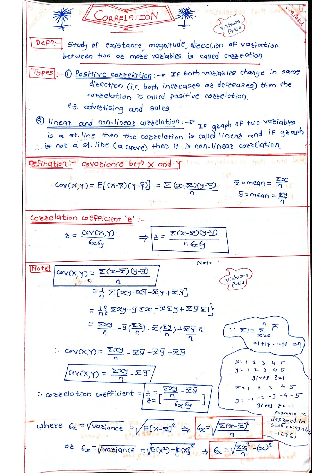 Correlation Regression Lecture Notesexercise Docsity