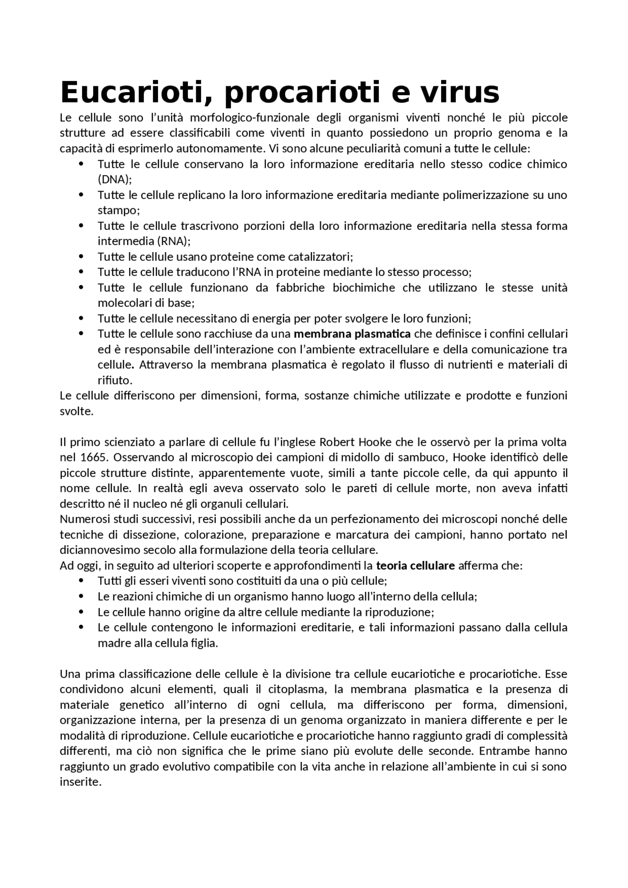 Eucarioti Procarioti E Virus Docsity