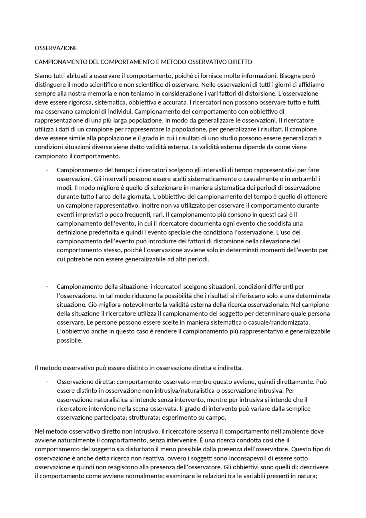 Metodologia Della Ricerca Metodo Osservativo E Osservazione Docsity