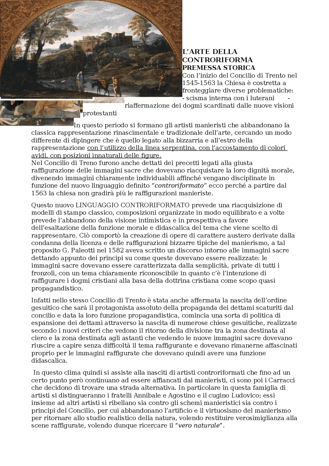 I Carracci e Caravaggio - Docsity