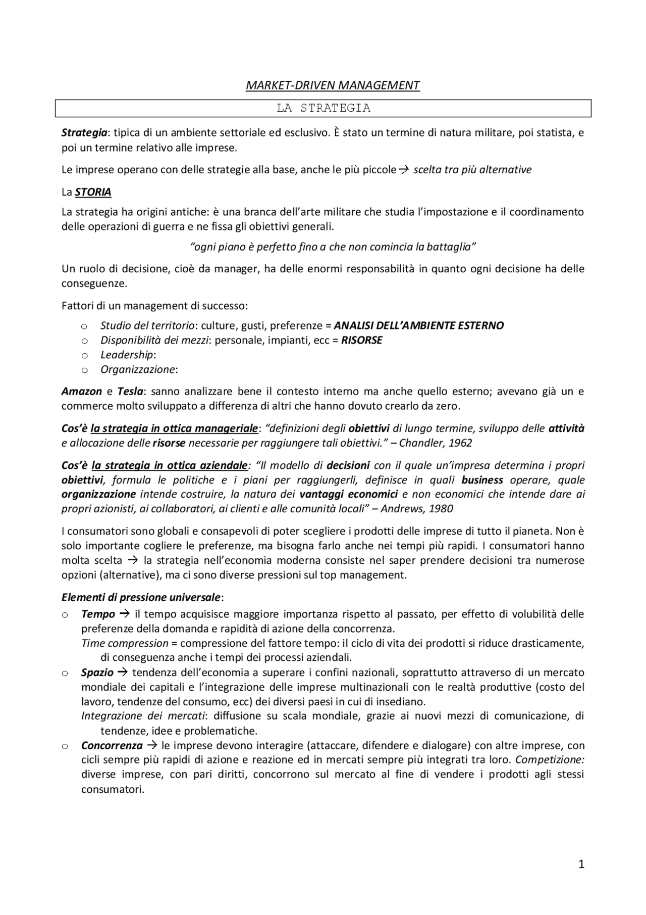 Market Driven Management Appunti E Slide Appunti Di Marketing Docsity