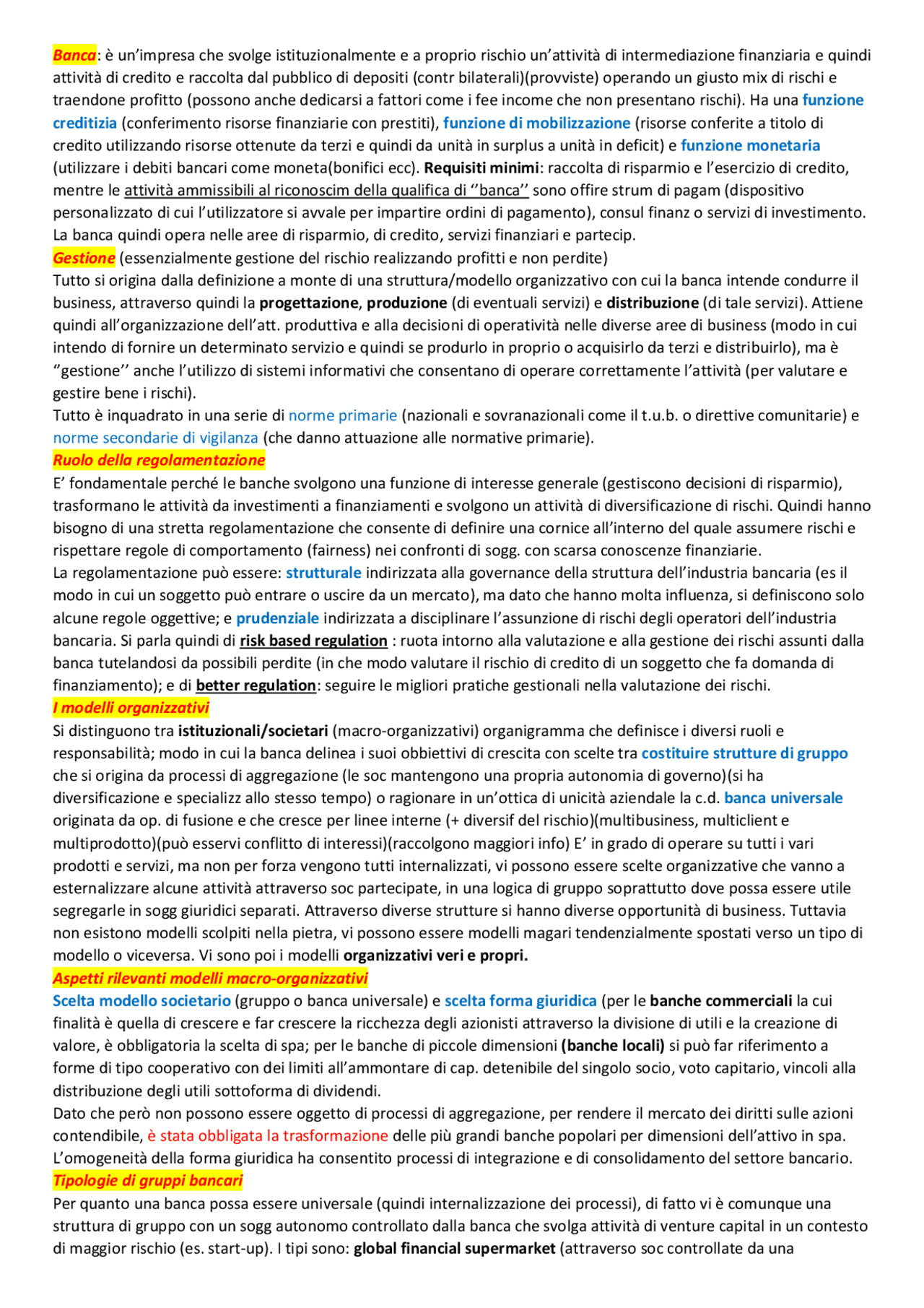 Appunti Gestione Bancaria Patarnello Docsity