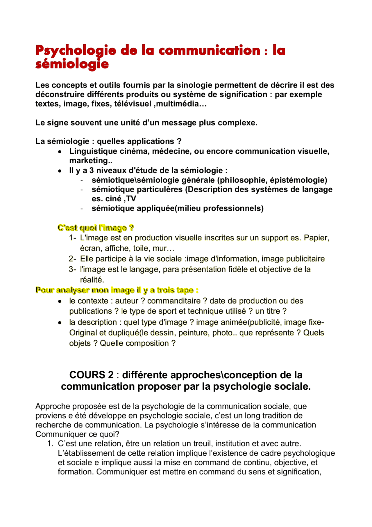 Psycologie De La Communication Docsity